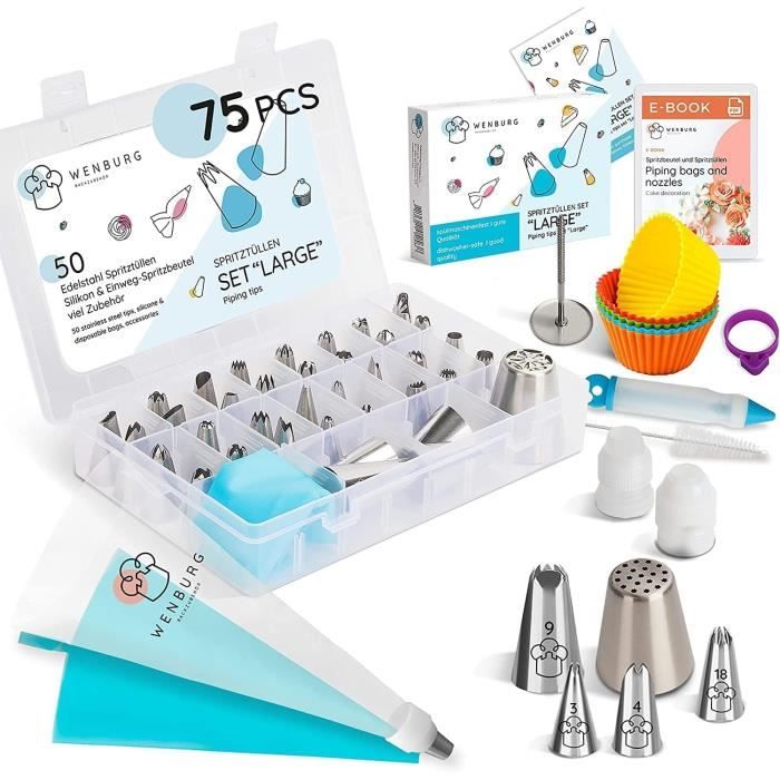 Wenburg Kit de Douille Patisserie Professionnelle - 75 Pièces ...