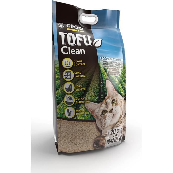 Croci Tofu Clean Litter 20L - Litière Agglomérante pour Chat ...