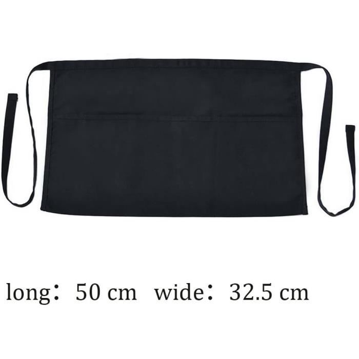 2 Pack Tabliers De Cuisine, Tablier Serveur Tablier Noir Avec Sangle Réglable Et 3 Poches ...