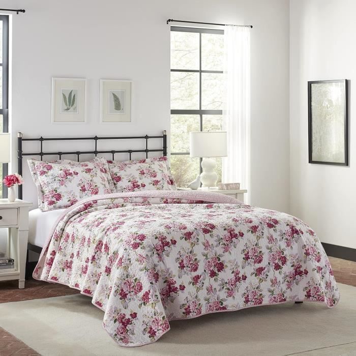 Laura Ashley Lidia Coton Parure de lit 1 Personne,Rose,King - Cdiscount ...