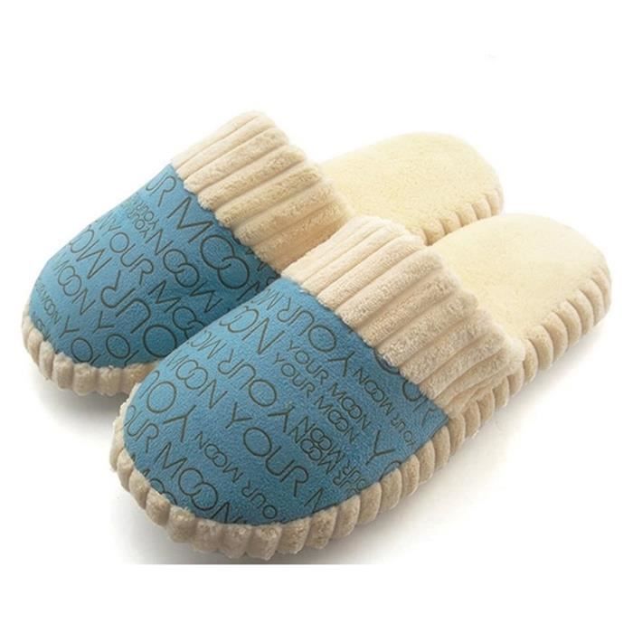 Chaussons,Pantoufles d'hiver à talons bas pour homme et femme ...