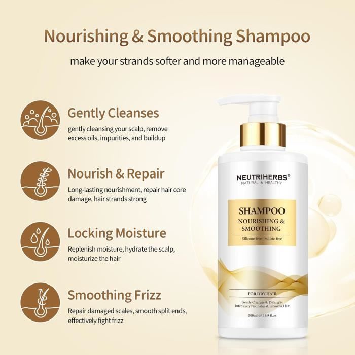 Shampooing Hydratant Pour Cheveux Secs,Frisés,Furieux Et Fendus ...