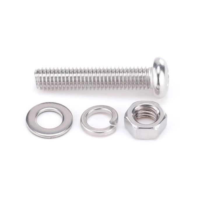 Bouoacoua Vis Boulon Inox Ecrous Hexagonals Et Rondelles Assortiment Vis A Tête Ronde Phillips ...