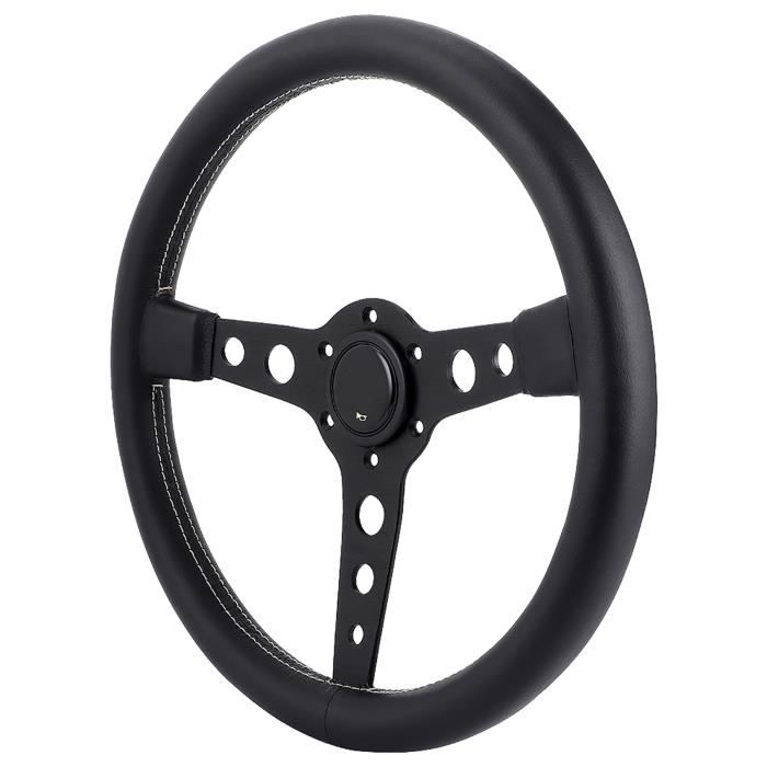 Volant en cuir KIMISS Volant de voiture 350 mm/14 pouces, pour volant ...