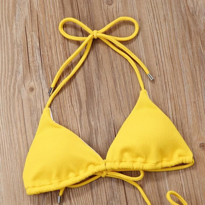 Sexy femmes Micro Bikini ensembles solide Push Up rembourré Triangle ...