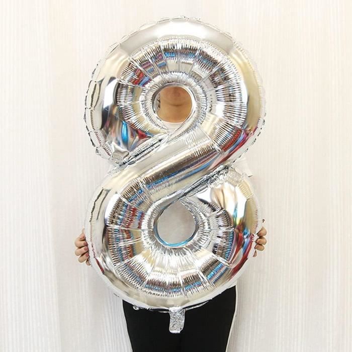 Ballon Anniversaire 18 Ans Argenté, 101 Cm Ballon Chiffre Numéro 18 ...