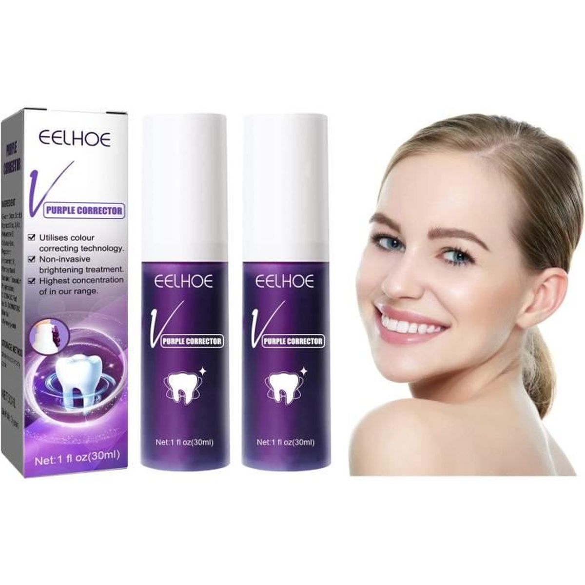 Dentifrice Violet, 2pcs Dentifrice Blanchissant, Deep Clean Formula ...