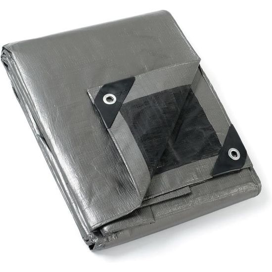 Bâche De Protection Bâche Imperméable Étanche 3X4M Gris-Noir 160G-M² ...