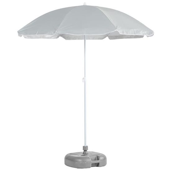 1x Gris 1.8m Parasol de Plage en Métal avec Pied Gris - Extérieur ...