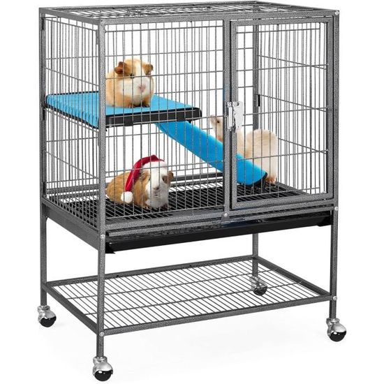 Cage pour Rongeur 2 Niveaux 1 Rampes Cage pour Petits Animaux 2 Portes ...