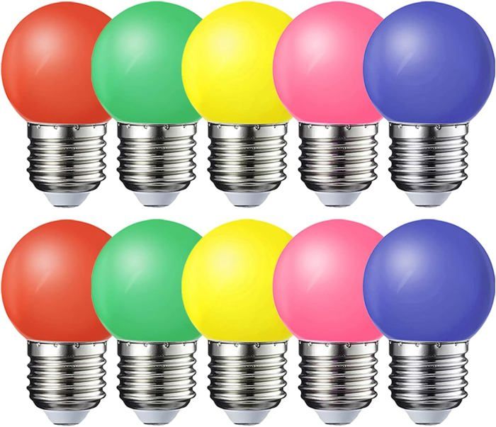 Lot de 10 E27 Ampoule Couleur LED 1W Colorful Bulb Lampe de Couleur 360 ...