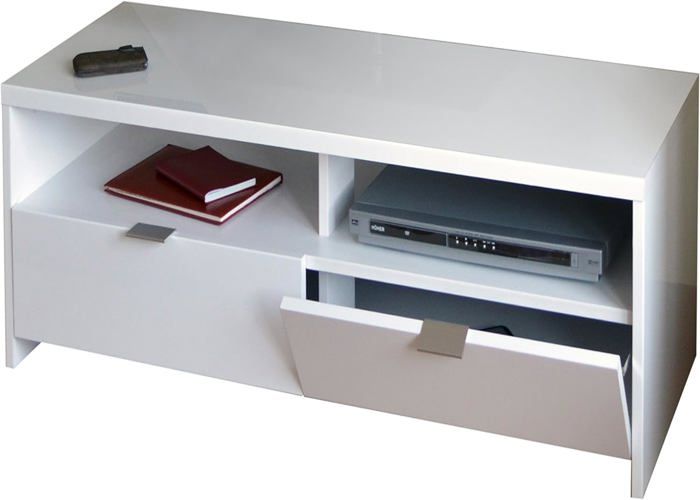 Berlioz Creations Banco Banc TV Blanc Haute Brillance 110 x 41 x 38 cm ...