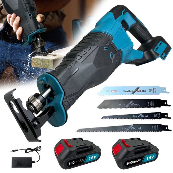 MAWIRON Scie Sabre sans fil 18V, Vitesses Réglables 0-3500SPM, 4 Lames ...