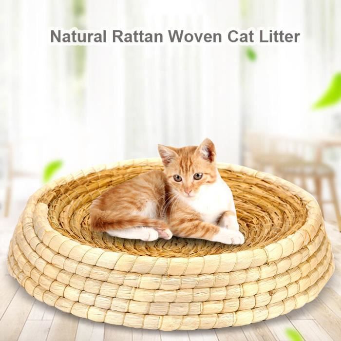 Griffoir - Naturel - Rotin - Beige - Rectangulaire - Pour chat adulte ...