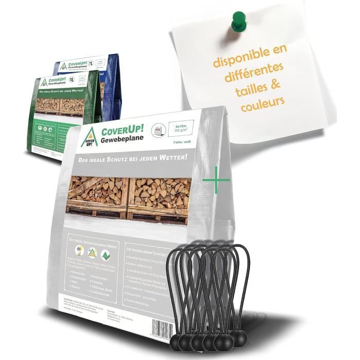 Bâche En Toile 6 X 10 M 15 Tendeurs De Bâche Incl. \U2013 Bâche De Protection Avec Œillets ...