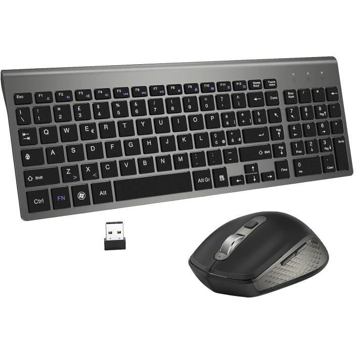 Clavier Et Souris Sans Fil - Qwerty Usb Ergonomique Souris Clavier Sans ...