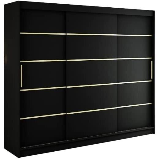 Armoire de Chambre KAIR V1 Noir 250 avec 3 Portes Coulissantes et ...