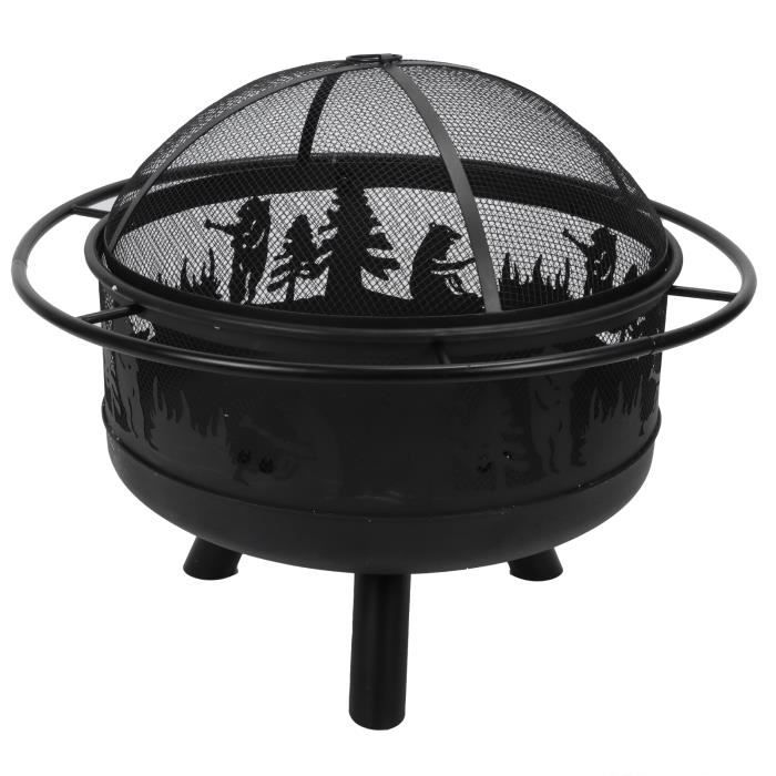 Foyer en Fer Forgé pour Extérieur - KEENSO - KN005 - Bois - Noir ...