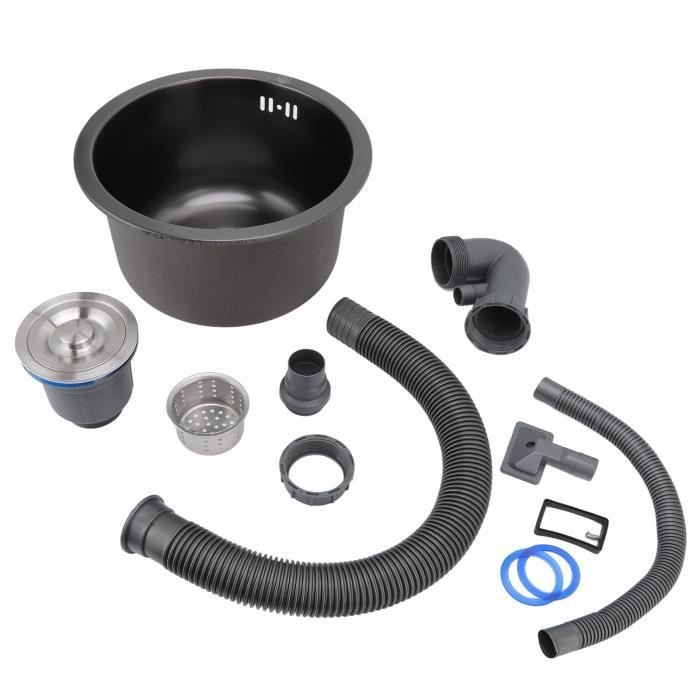 Évier de cuisine rond en acier inoxydable - MXZZAND - A encastrer - 1 ...