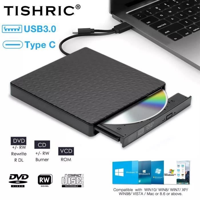 Lecteur DVD externe de Type C-USB 3.0,lecteur CD ROM PC DVD-RW,lecteur ...
