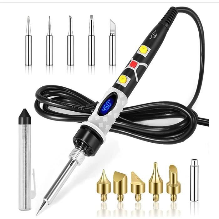 Fer A Souder 80W Fer À Souder Avec Écran Lcd,Temperature Réglable 200-450℃ Kit De Pyrogravure ...