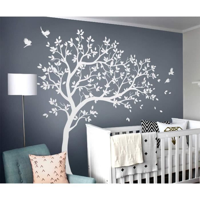Sticker Mural Arbre Blanc pour Bébé Pépinière Vinyle Sticker Mural ...