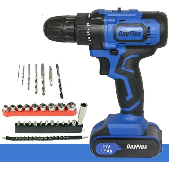 Visseuse Sans Fil 21 V, 18 + 1 Niveaux De Couple Avec Batterie 2 X 1,5 ...