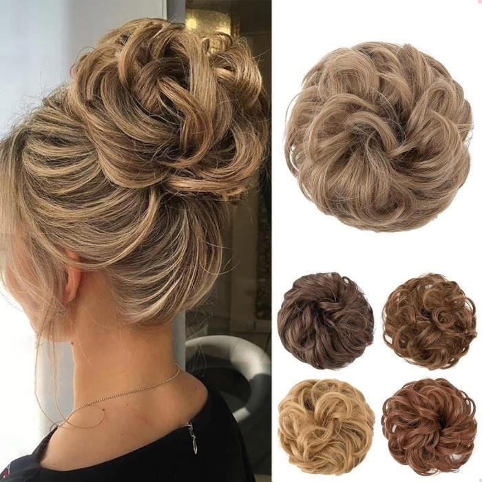 Chignon Postiche Cheveux Grande Postiches Bouclés Ondulés Chouchou ...