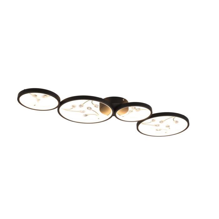 Lustre LED - TRIO - Groovy - 4 Cercles - Noir - Réglage d'intensité ...