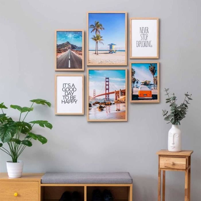Cadre Bois Mdf Naturel, Lot De 6 Cadres Photo Pour Posters Et Affiches ...