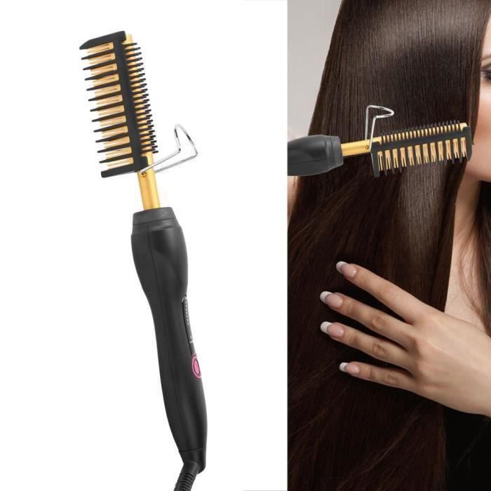 Gift-Tbest Peigne à chaud électrique Peigne à lisser électrique Chauffage rapide Peigne de ...