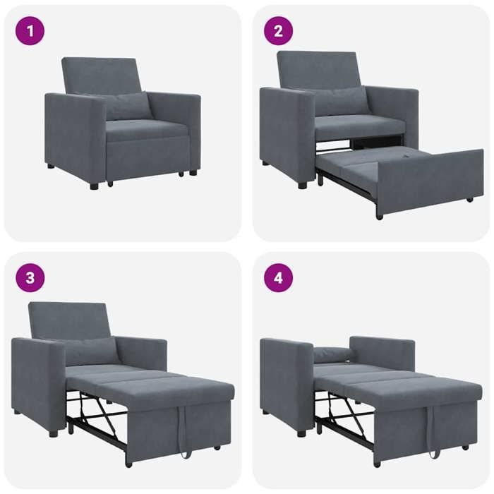 NEUF Canapé Lit Simple - BURKE- Pour salon - Gris foncé 90 x 165 x 87 ...