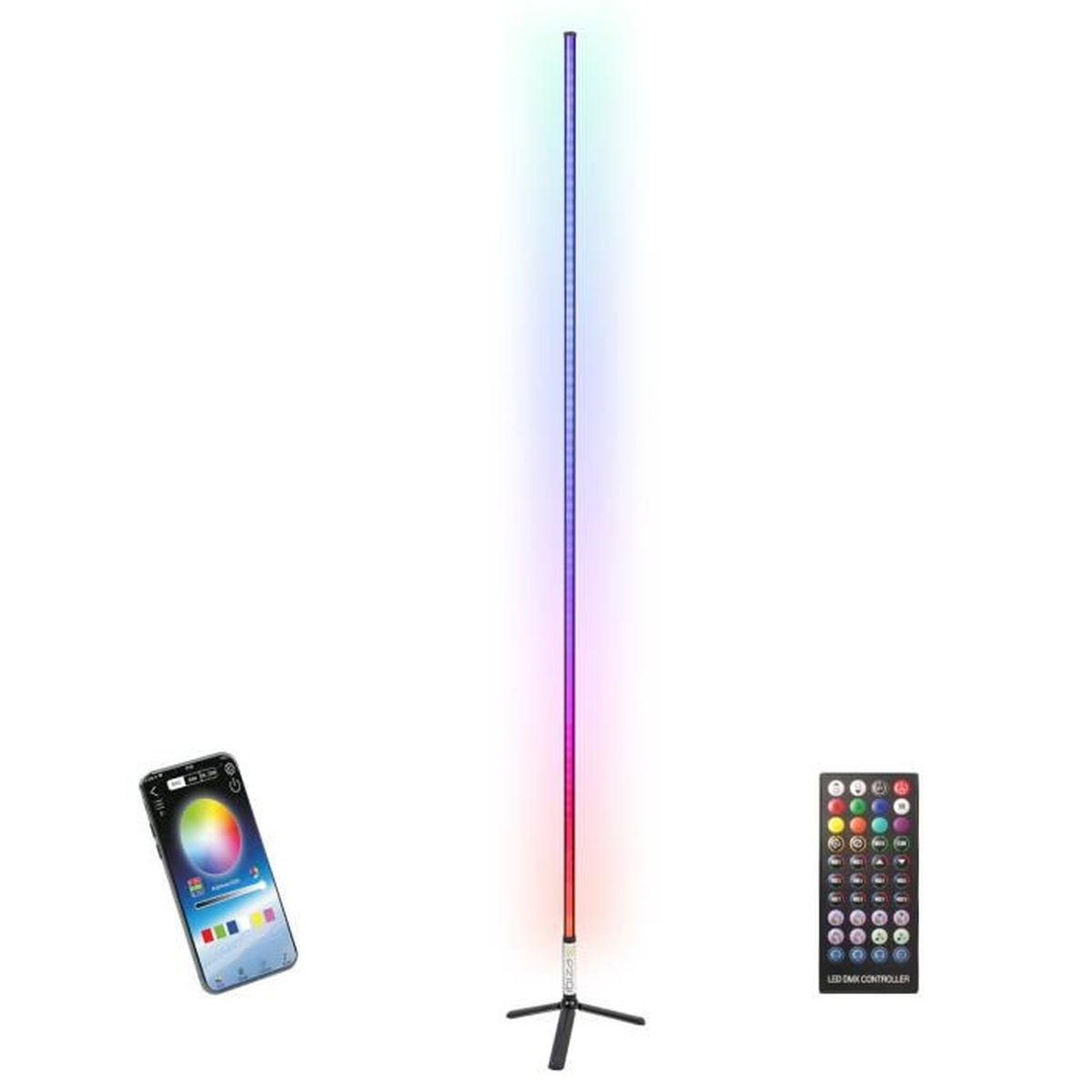 Ibiza Light MAGIC-COLOR-STICK-1.0BK - Tube lumineux RGB sur pied 1m ...