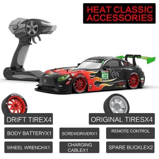 Diable - Voiture de course professionnelle à 4 roues, 1:16, 50 km-h, 2 ...