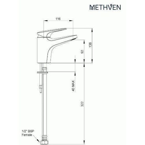 Methven Kaha 113 Kaha Mélangeur de lavabo avec bec pivotant Chrome ...