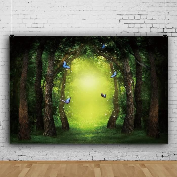 150x120cm forêt enchantée Toile de Fond Vert Conte de fées forêt ...