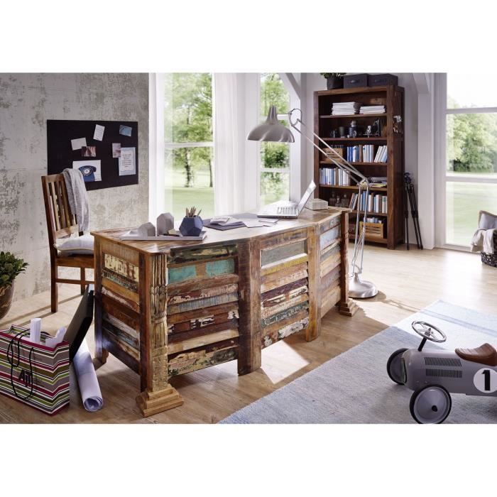 Bureau - Bois massif recyclé multicolore laqué - Inspiration Ethnique ...