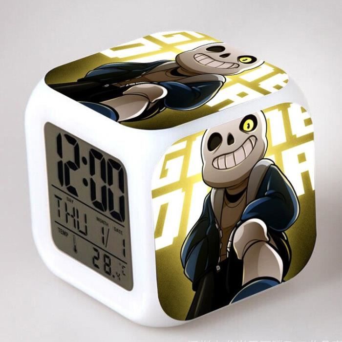 Horloge,Jeu d'anime Undertale Sans 7 horloges de réveil LED numériques ...