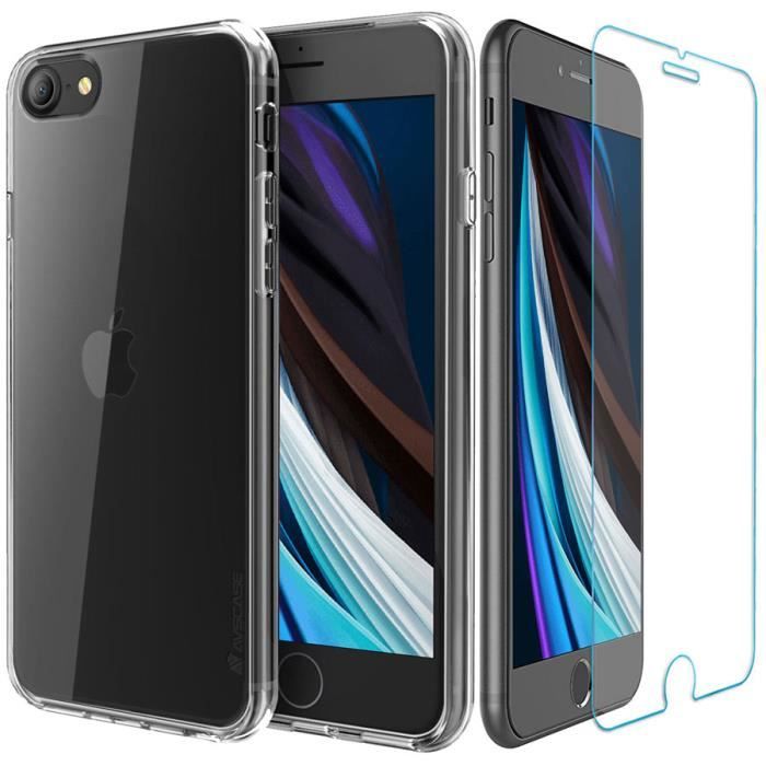 Coque iPhone SE 2020 4,7" - 1 Coque Silicone + 1 Verre Trempé - AVSCASE ...