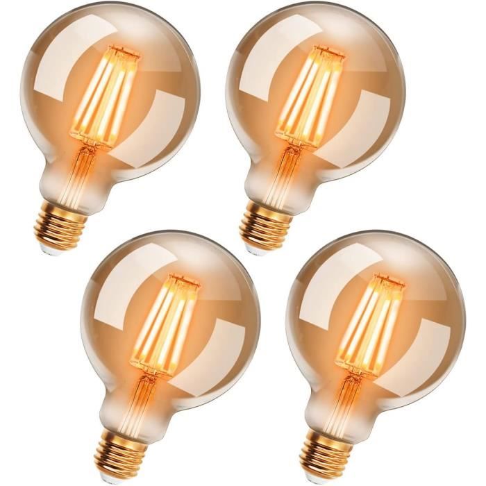 Ampoules Led 6W Edison Vintage G95 + 4W St64, Blanc Chaud 2200K E27, Equivalent À Ampoule ...