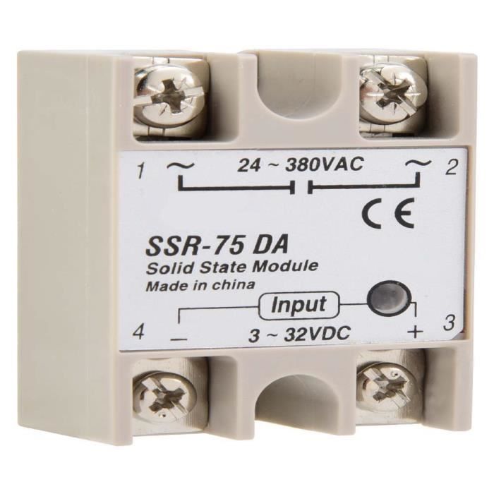 Relais statique - GOTOTOP - SSR-75DA - Plastique et métal - 75A - 24 ...