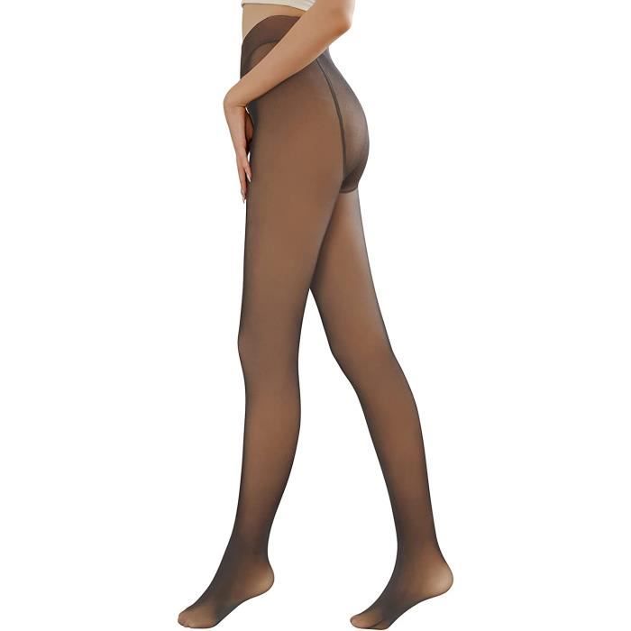 Collant Polaire Femme Chaud Collant Fourré Translucide Doublé Polaire Extensible Collant Hiver ...