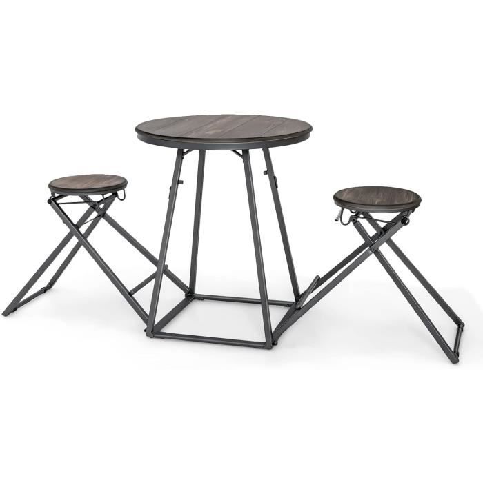 RELAX4LIFE Table de Bar avec 2 Tabourets Pliables, Ensemble Table à ...