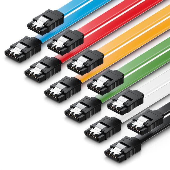 6X 50Cm Set De Câbles Sata 3 Câble De Données Sata Iii Hdd Ssd Câble De ...