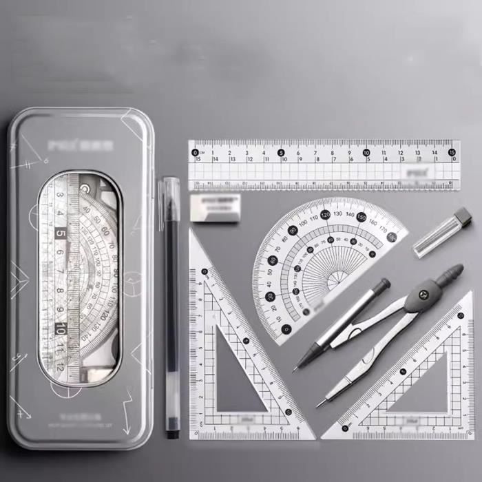 Compas Ensemble de kit de géométrie mathématique, 8 pièces avec boîte ...
