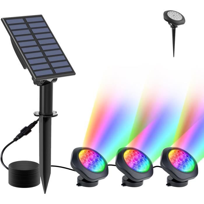 Lampes solaires de bassin RGB Lampe Solaire Sous-marines Éclairage Submersible avec IP68 Étanche ...