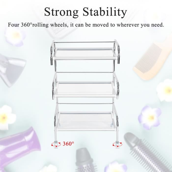 Chariot de stockage, chariot de beauté de support de stockage de roue ...