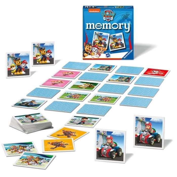 Jeu de mémoire La Pat' Patrouille Ravensburger - 48 cartes images pour ...