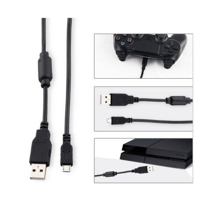 Câble USB recharge manette pour Sony Playstation 4 PS4 - 1 mètre ...