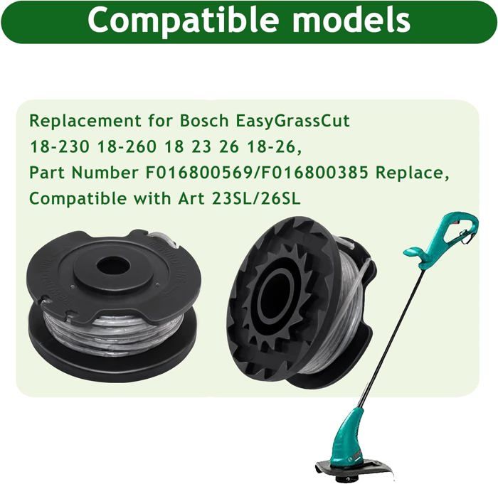 Lot de 9 bobines et fil de rechange pour débroussailleuse Bosch EasyGrassCut 18 23 26 18-230 18 ...